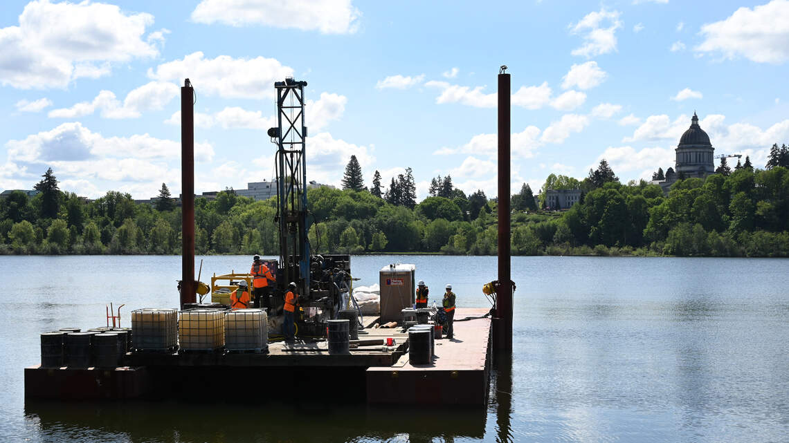 Barge on Capitol Lake hints at updates to estuary project | The Olympian
